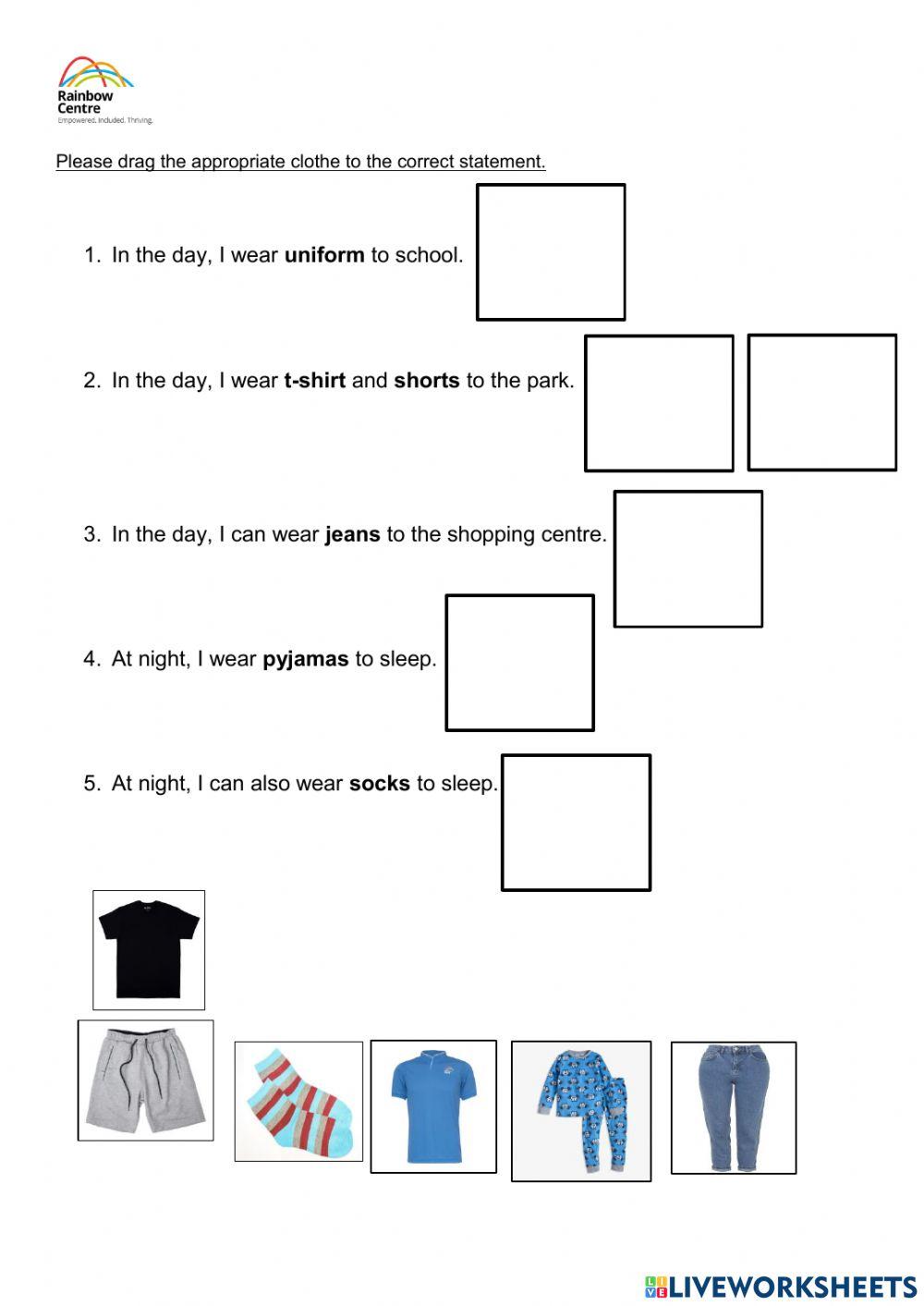Selecting Correct Clothing | Clairah | Live Worksheets