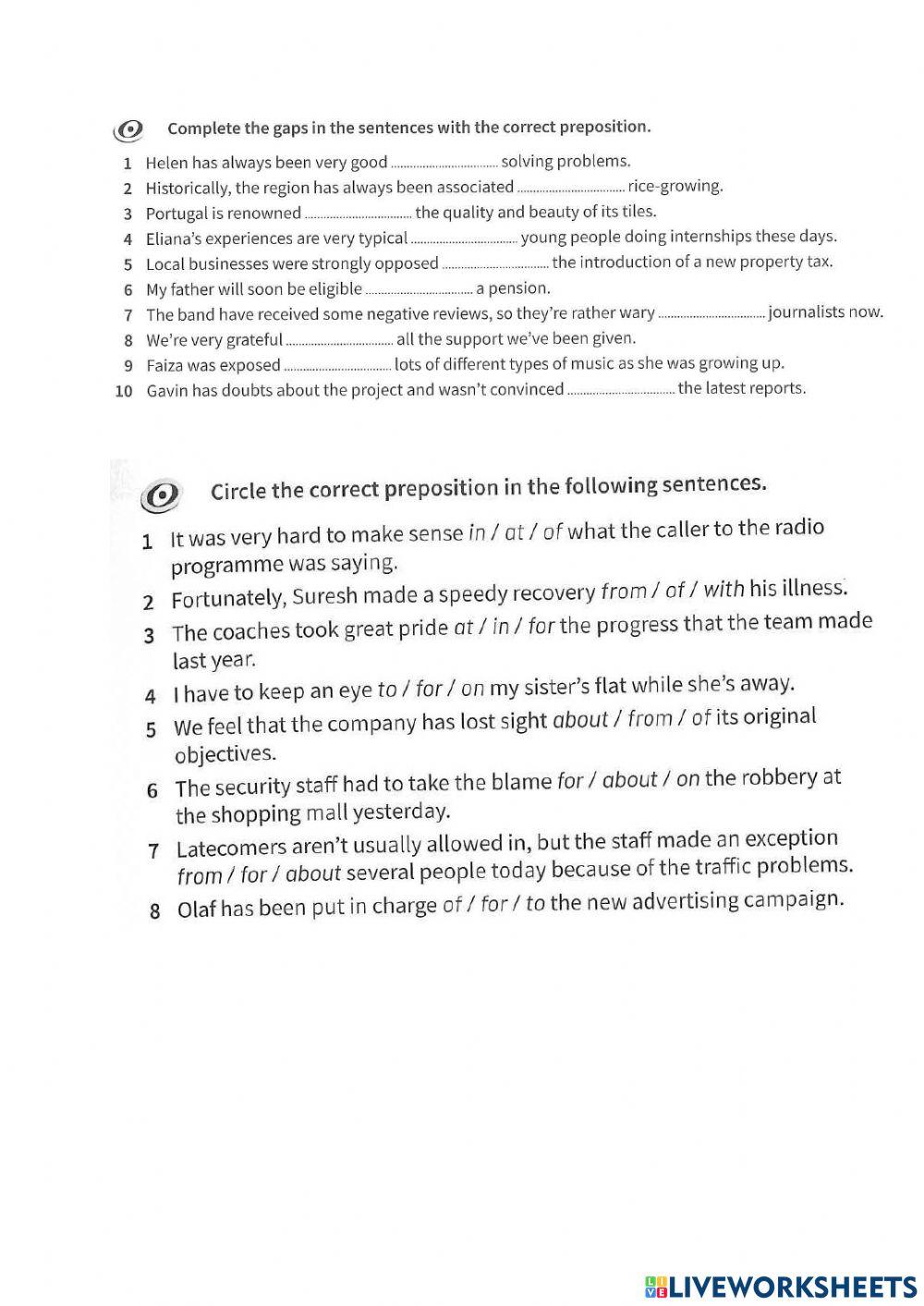 Exercises interactive exercise for Advanced | Live Worksheets