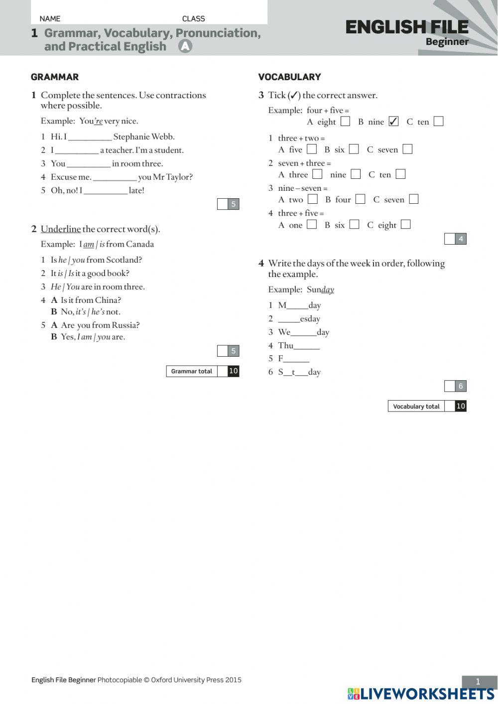 Starter unit 1 test 2241 | Veronika_GLazova97 | Live