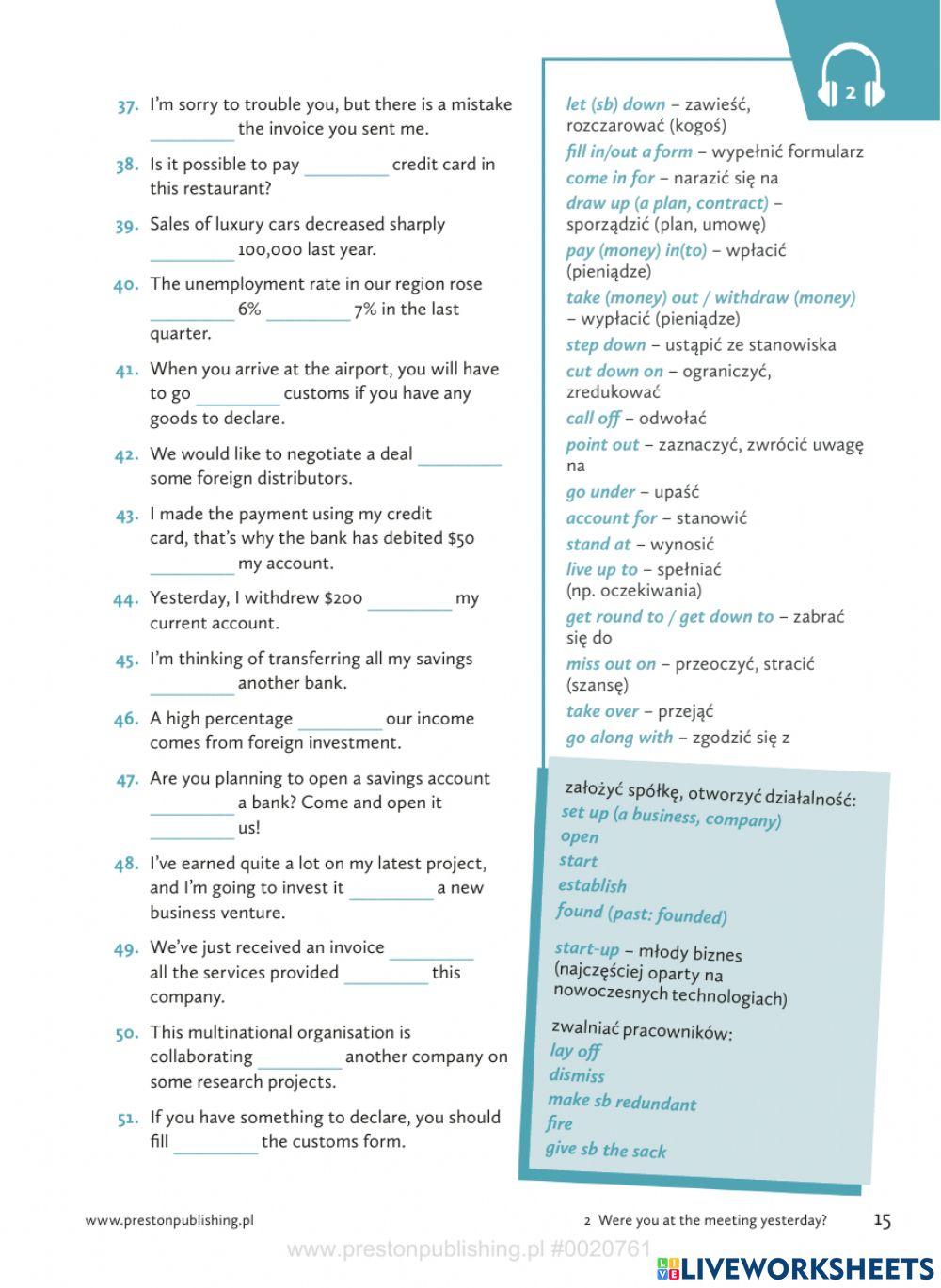 Prepositions BE part II online exercise for | Live Worksheets