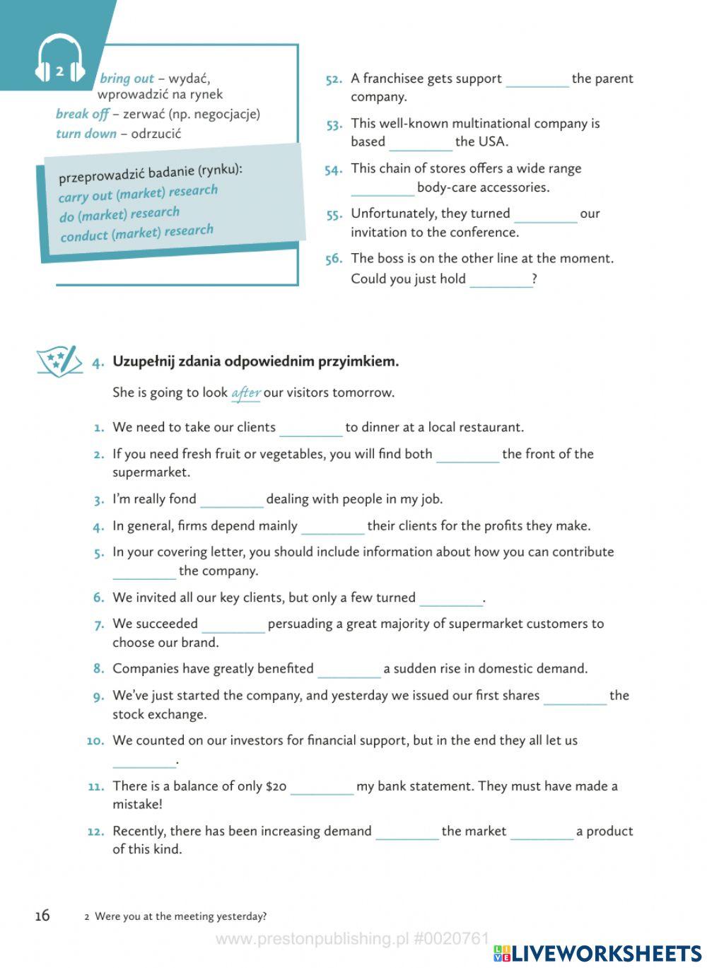 Prepositions BE part II online exercise for | Live Worksheets