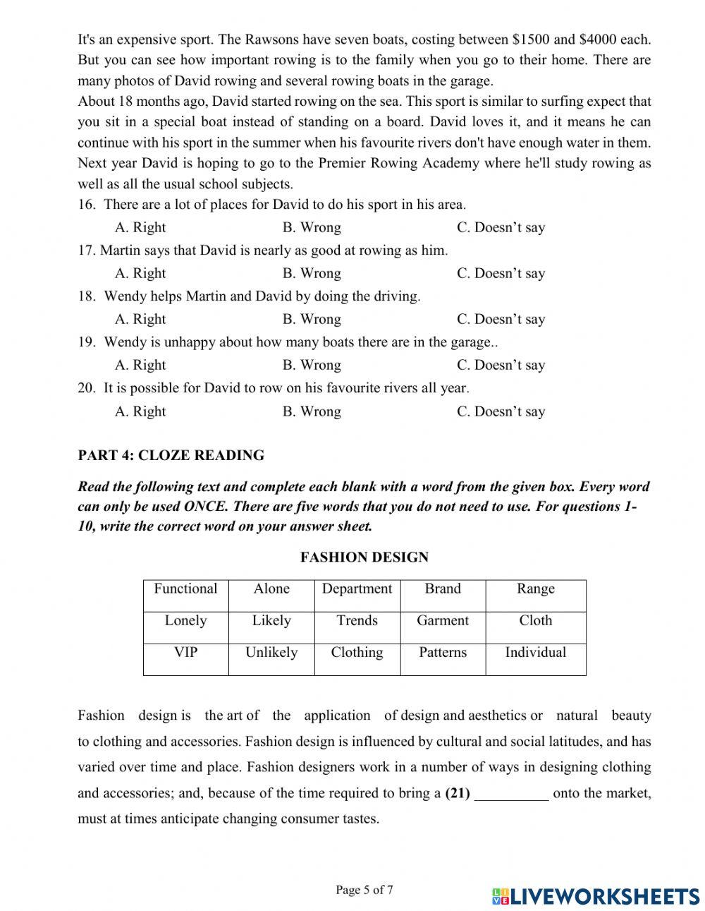 Test 2 online exercise for B1 | Live Worksheets