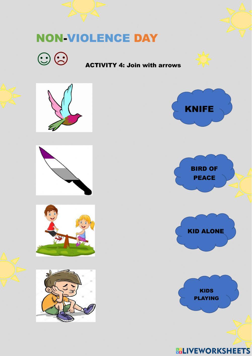 Non-violence interactive worksheet | Live Worksheets