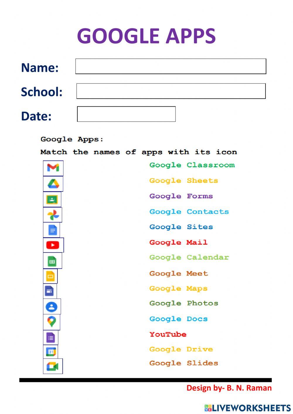 Google Apps | Free Interactive Worksheets | 2326833