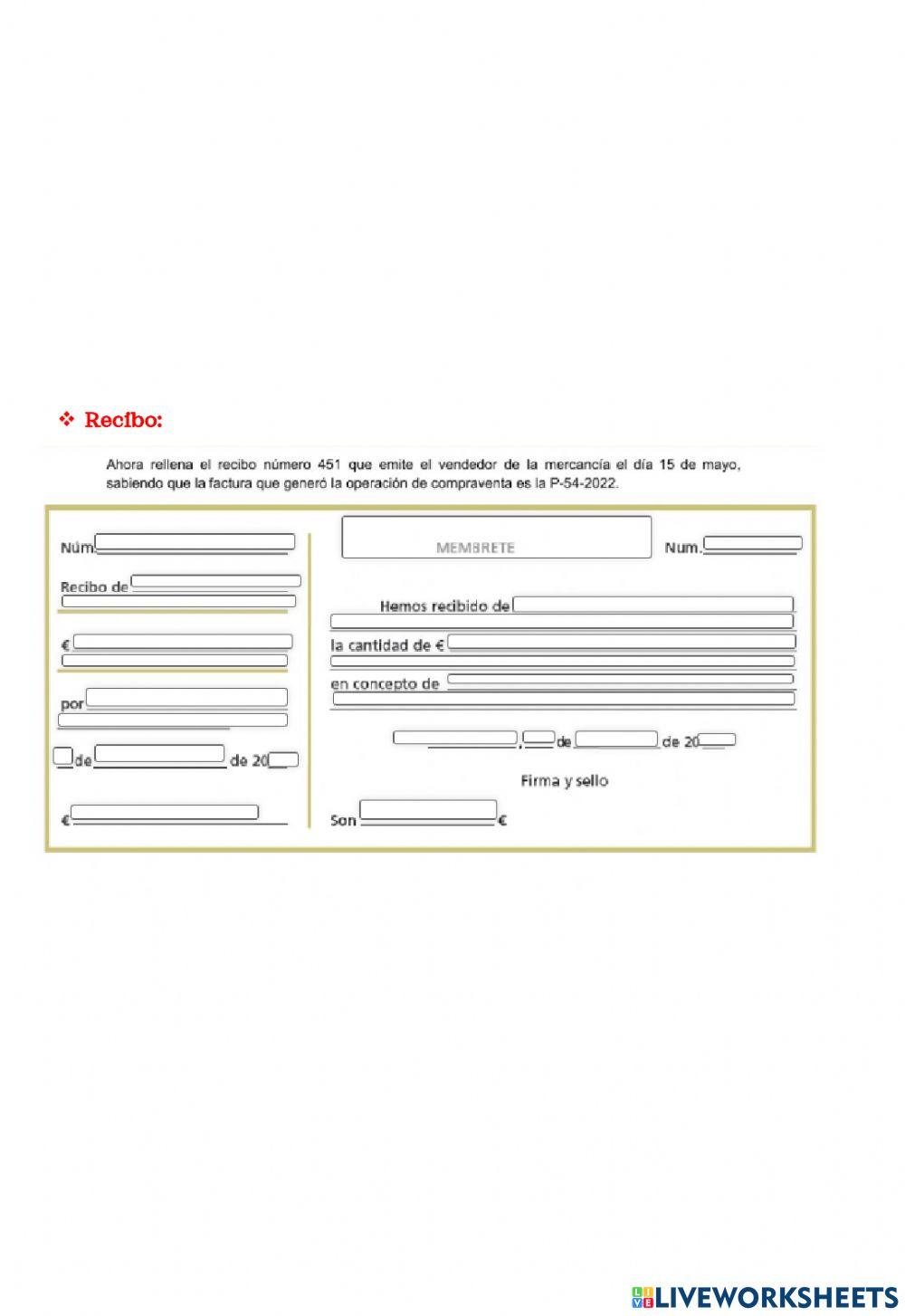 Documentos mercantiles interactive worksheet | Live Worksheets