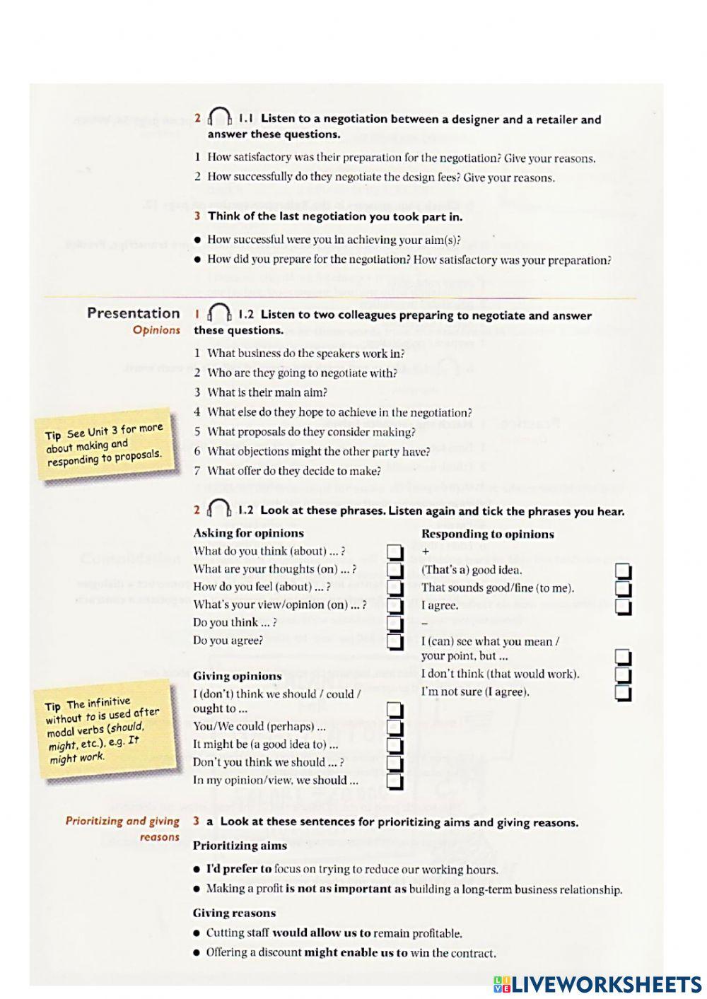 NEGOTIATION - L… | Free Interactive Worksheets | 2572079