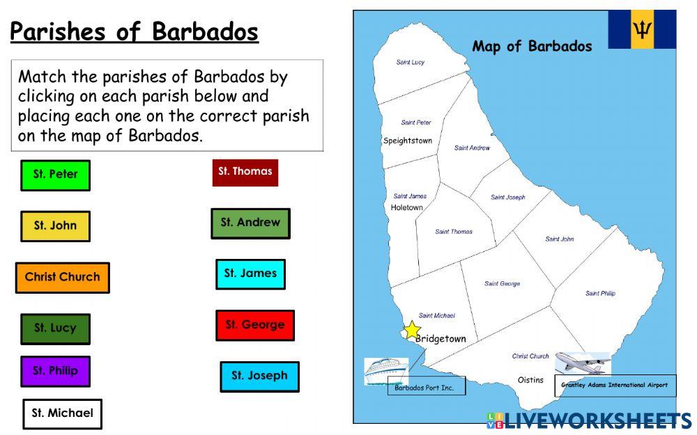2572160 | Map of Barbados - Identifying Parishes