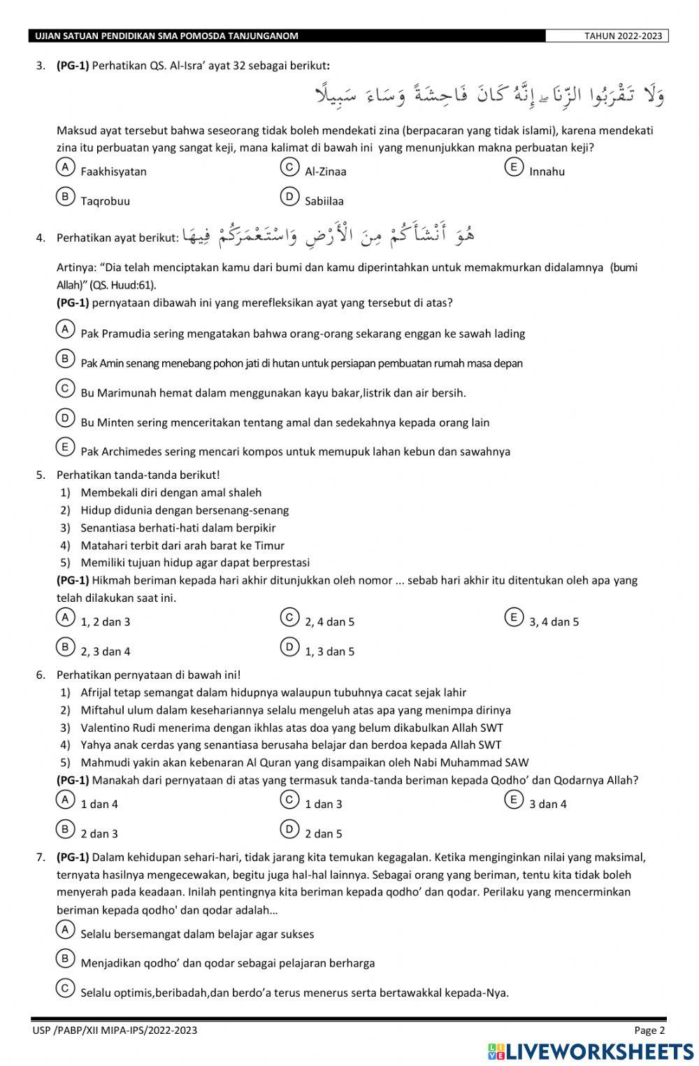 Usp pabp worksheet | Live Worksheets