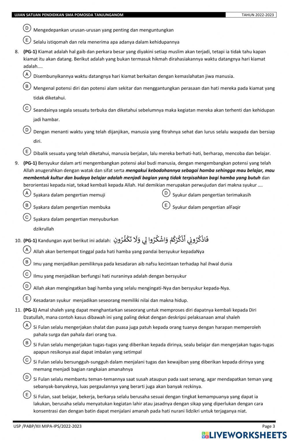 Usp pabp worksheet | Live Worksheets