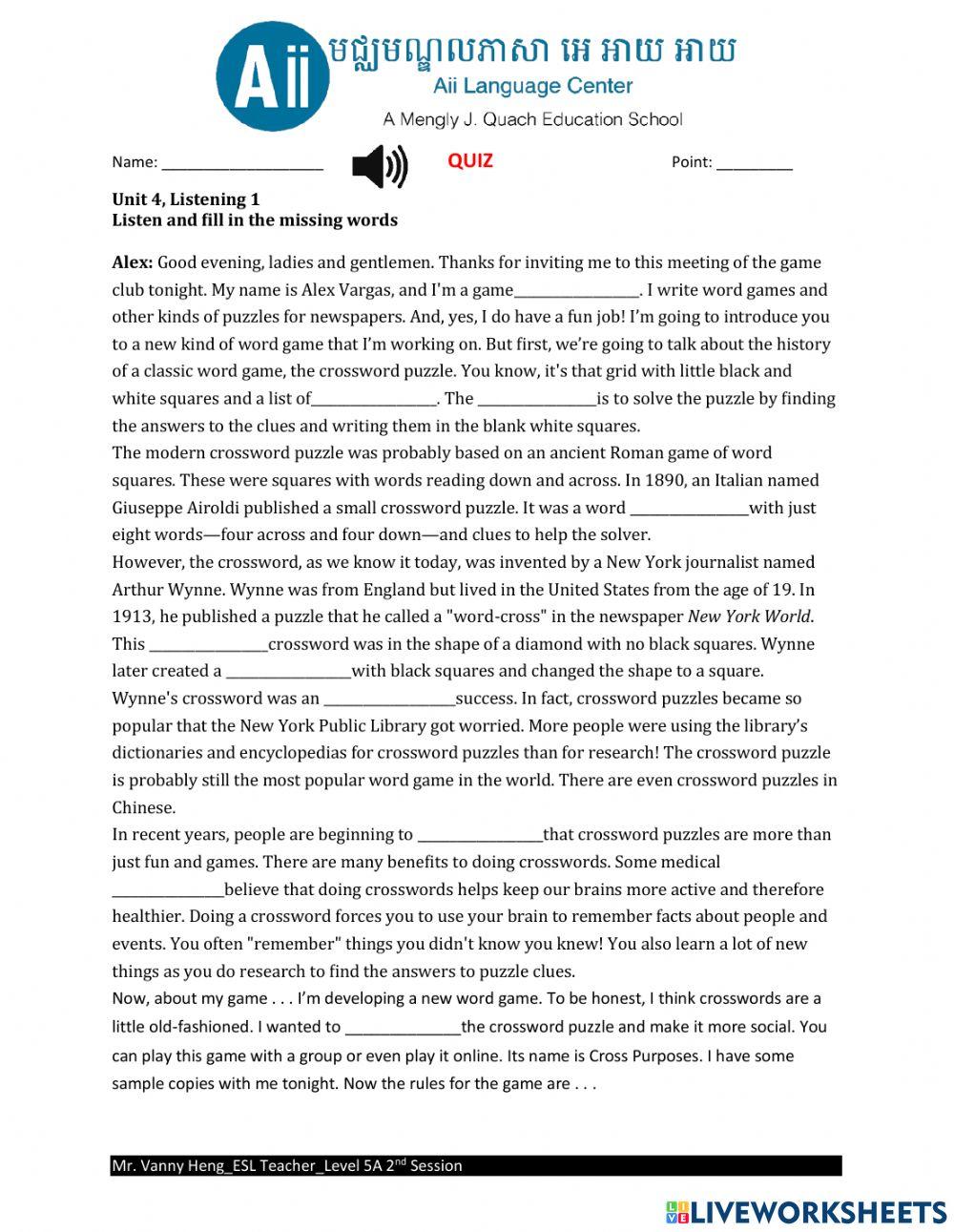 Qskill 2e -Unit… | Free Interactive Worksheets | 2327335