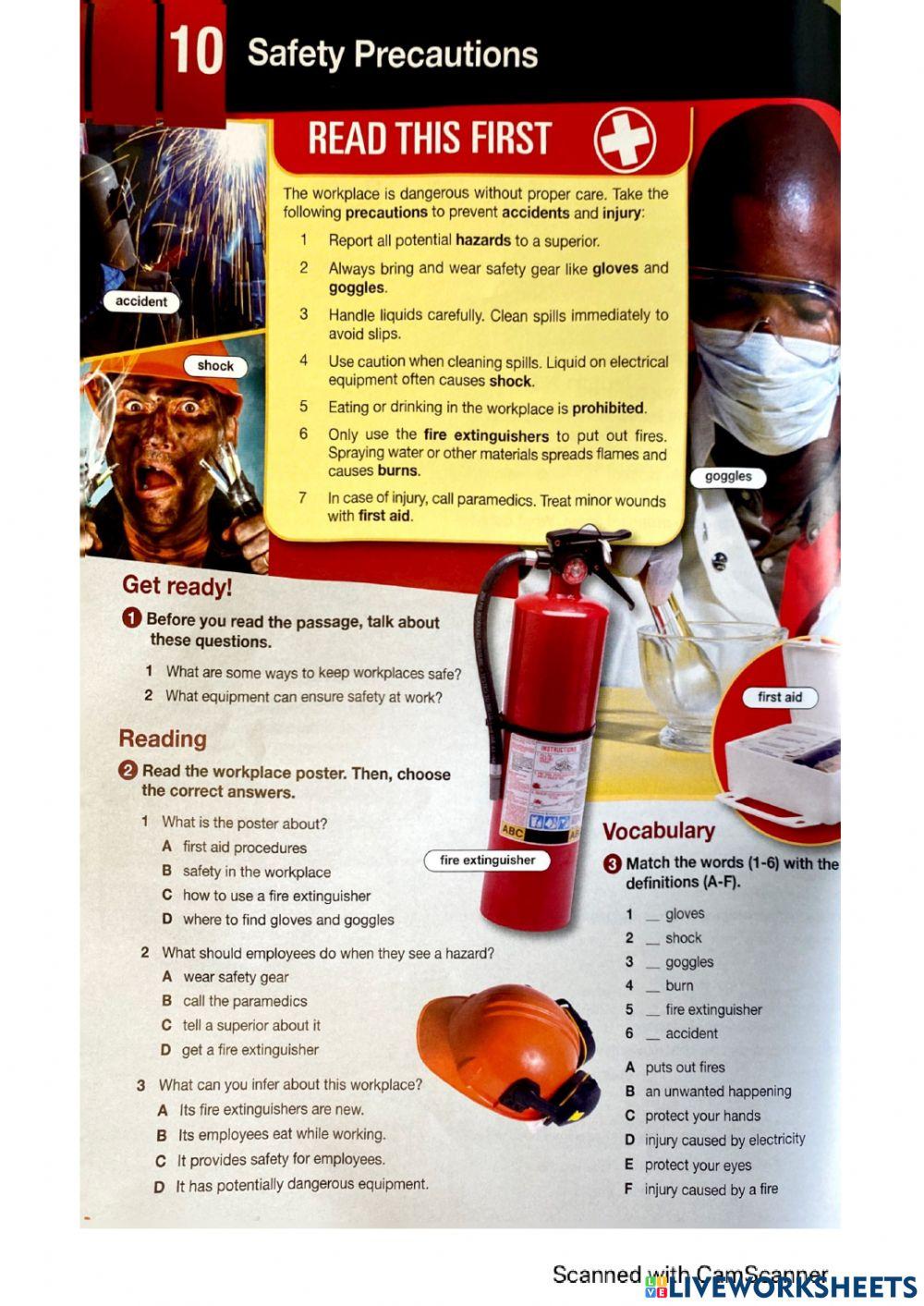 SAFETY PRECAUTIONS online exercise for | Live Worksheets