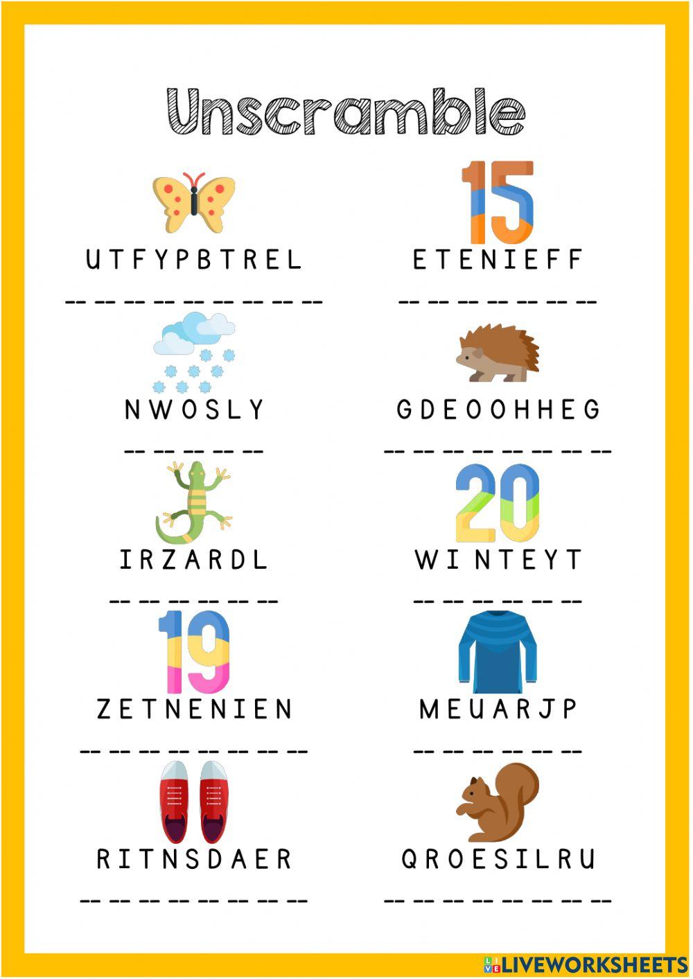 Unscramble English as a Second Language (ESL) exercise | Live Worksheets