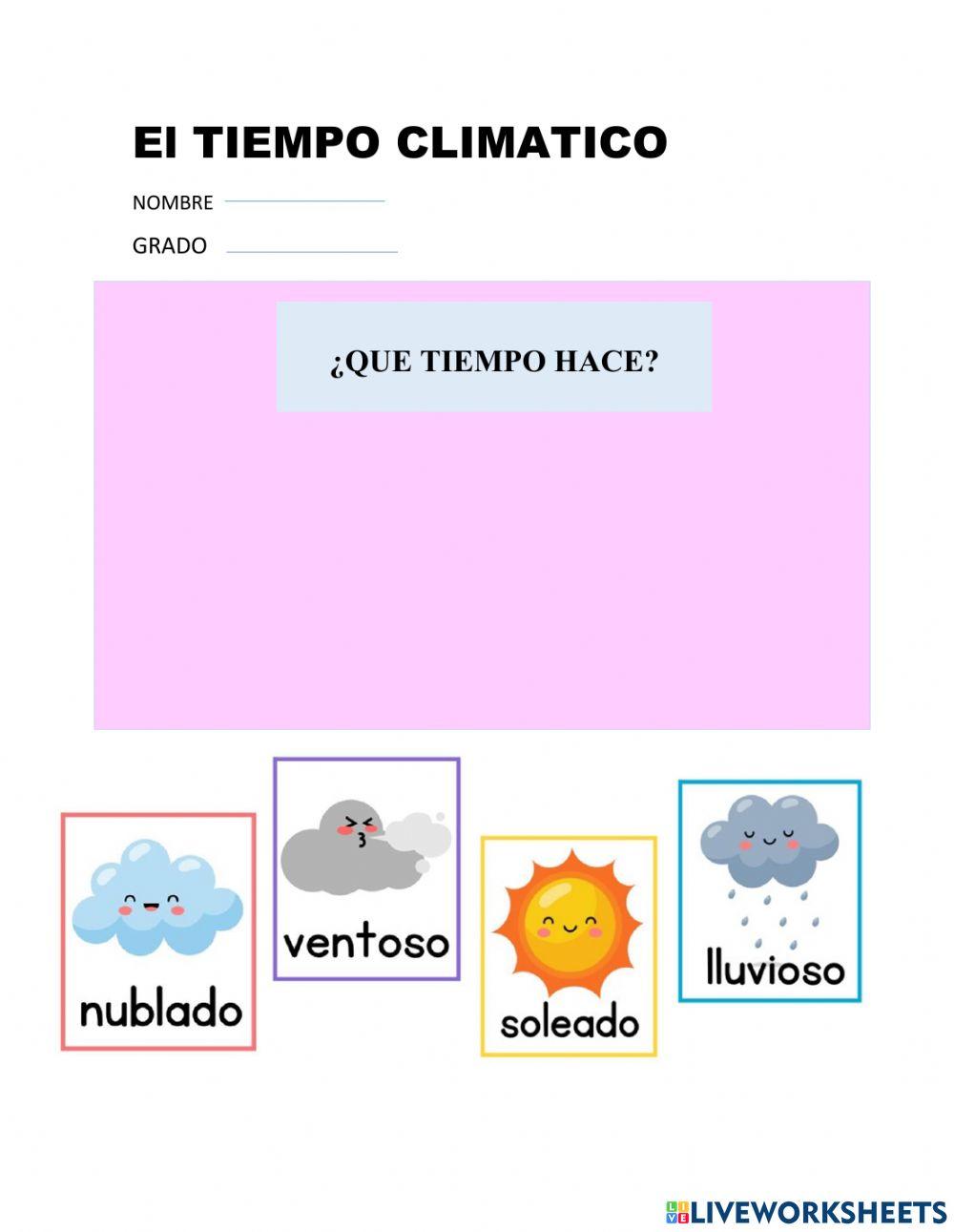 Tipos de clima worksheet | Live Worksheets