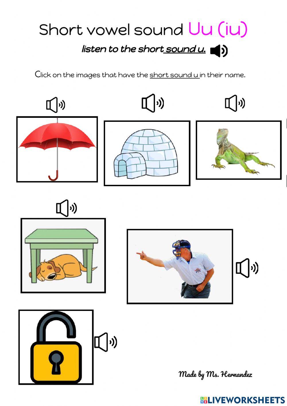 Short vowel sound U online exercise for | Live Worksheets