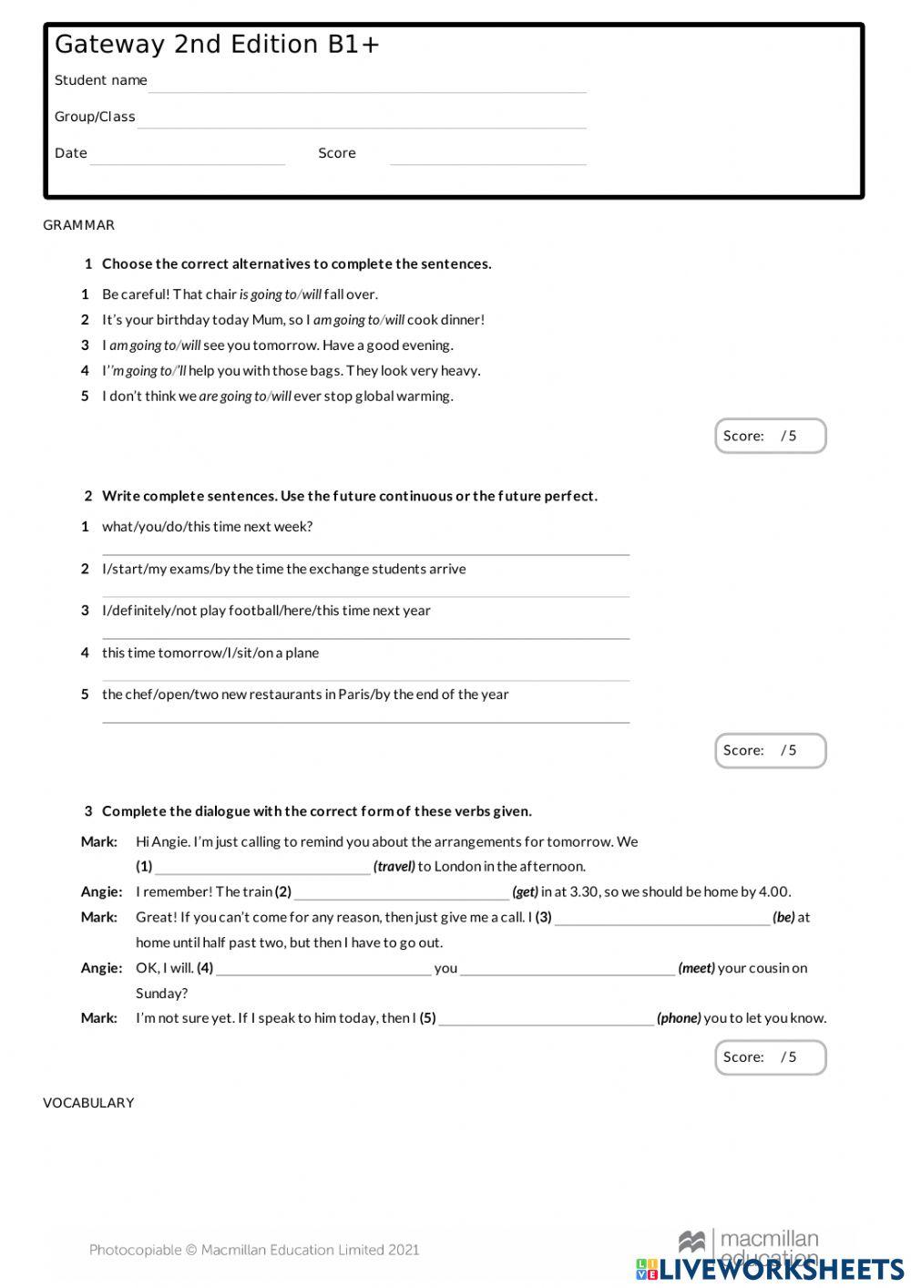 Gateway B1+ Unit 4 online exercise for | Live Worksheets