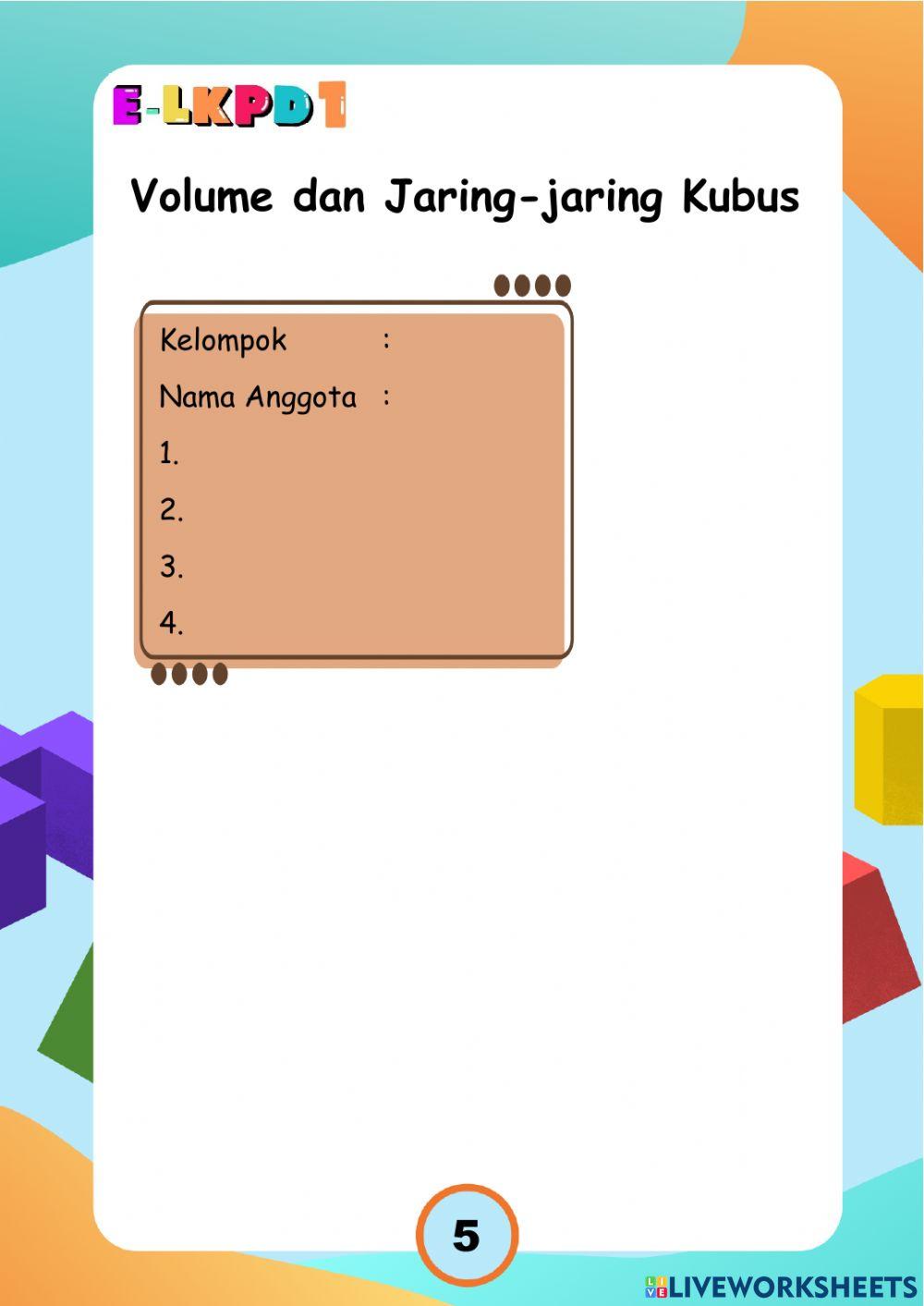 Volume dan Jaring-jaring Kubus free online worksheet | Live Worksheets