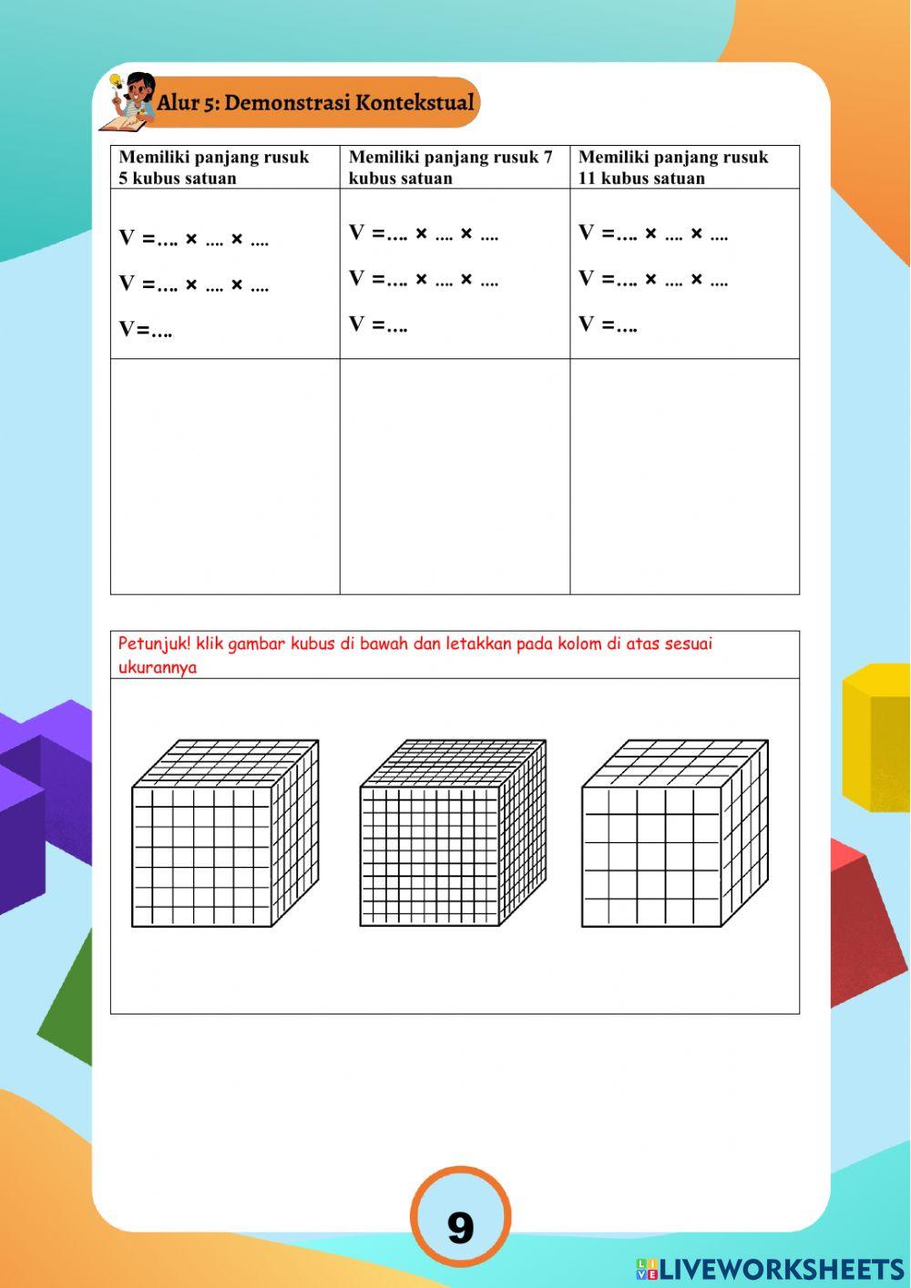 Volume dan Jaring-jaring Kubus free online worksheet | Live Worksheets