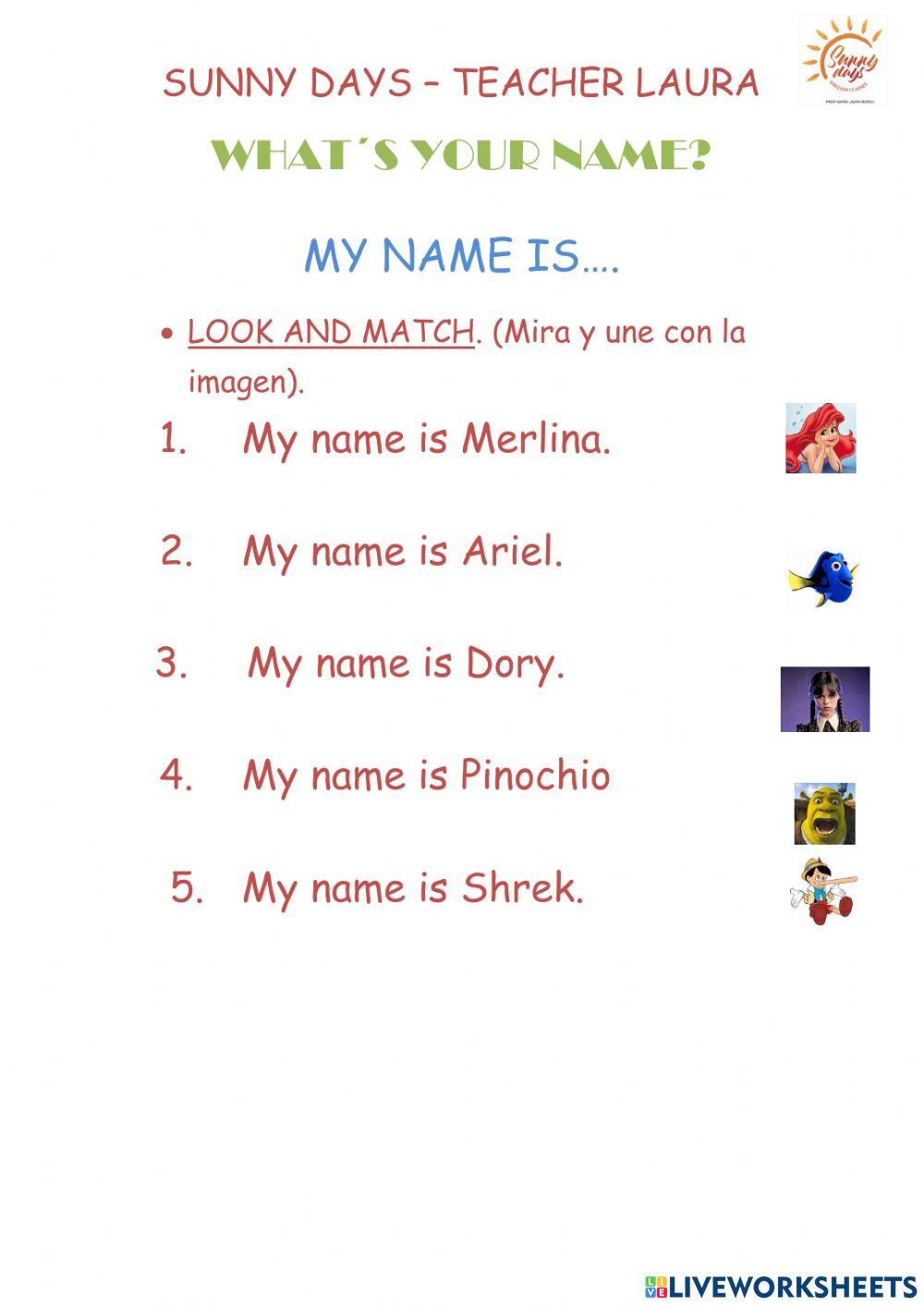 MY NAME IS... online exercise for | Live Worksheets