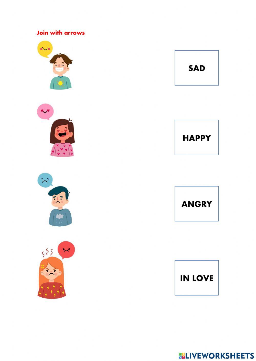 Join the different feelings worksheet | Live Worksheets