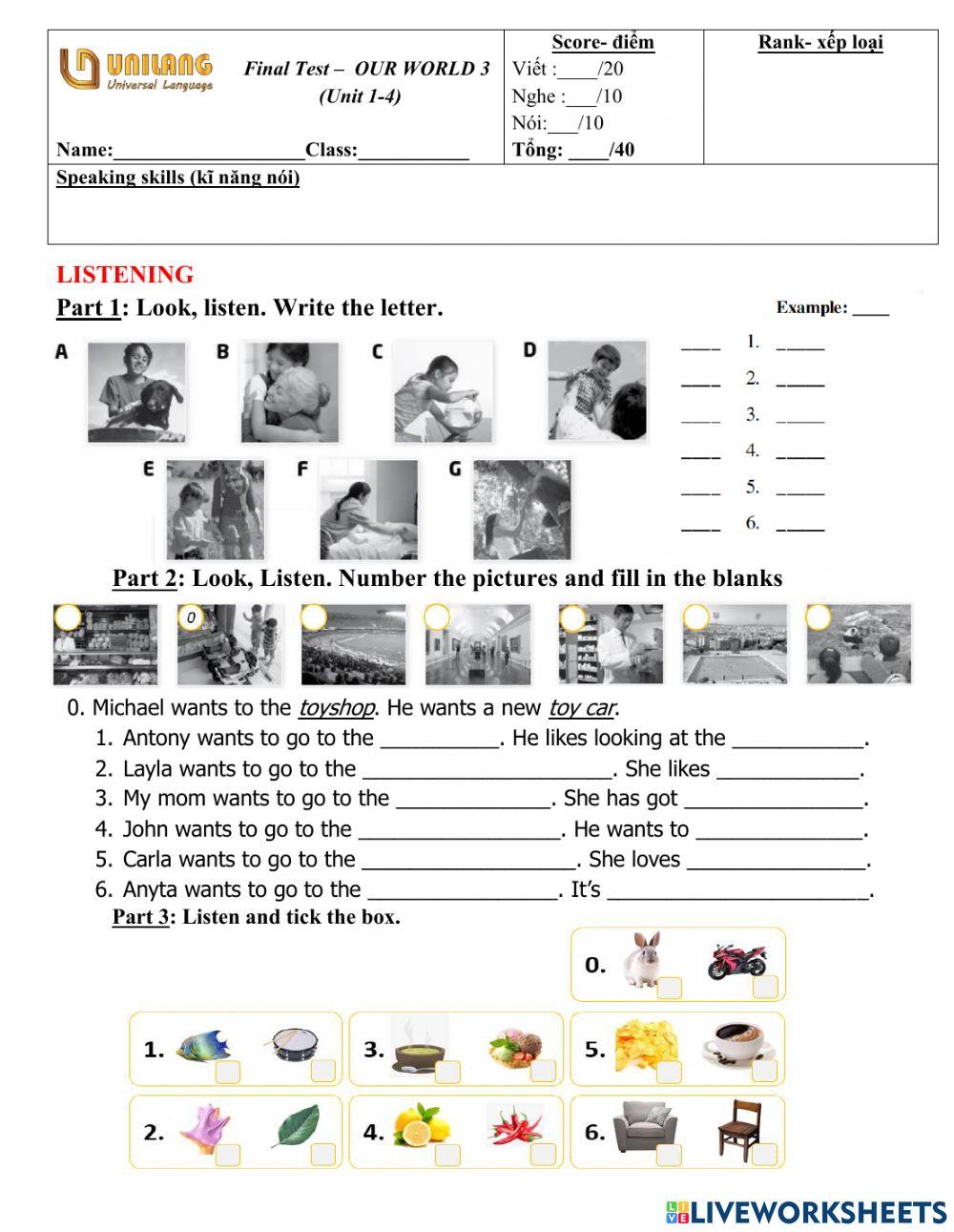 Our World 3 - U… | Free Interactive Worksheets | 2328851
