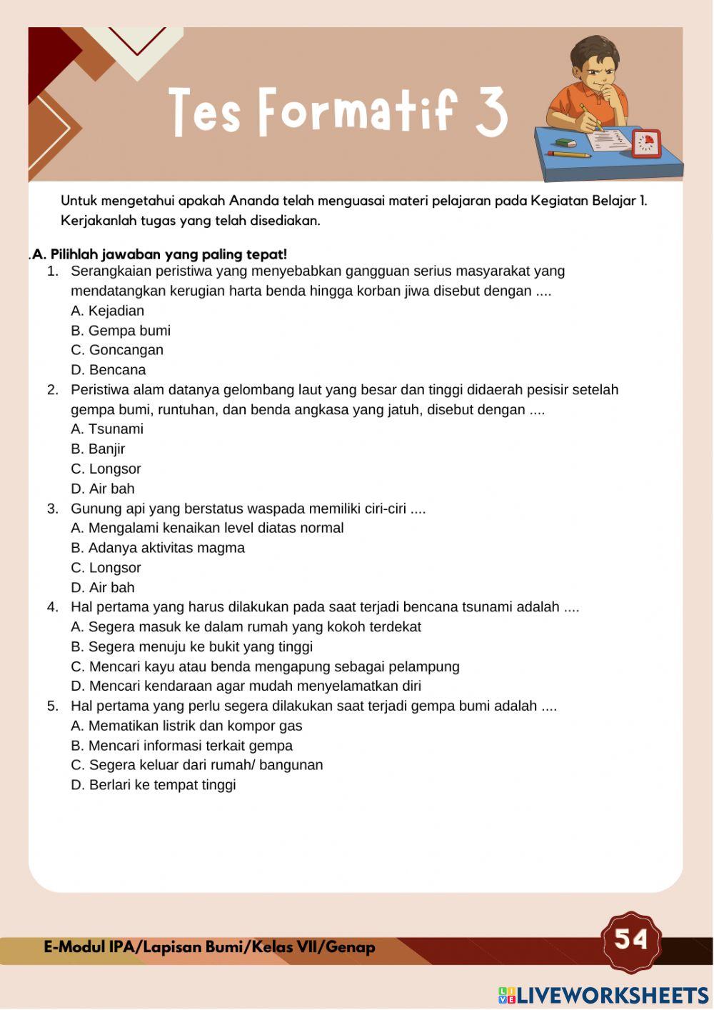 Tes Formatif 3 online exercise | Live Worksheets