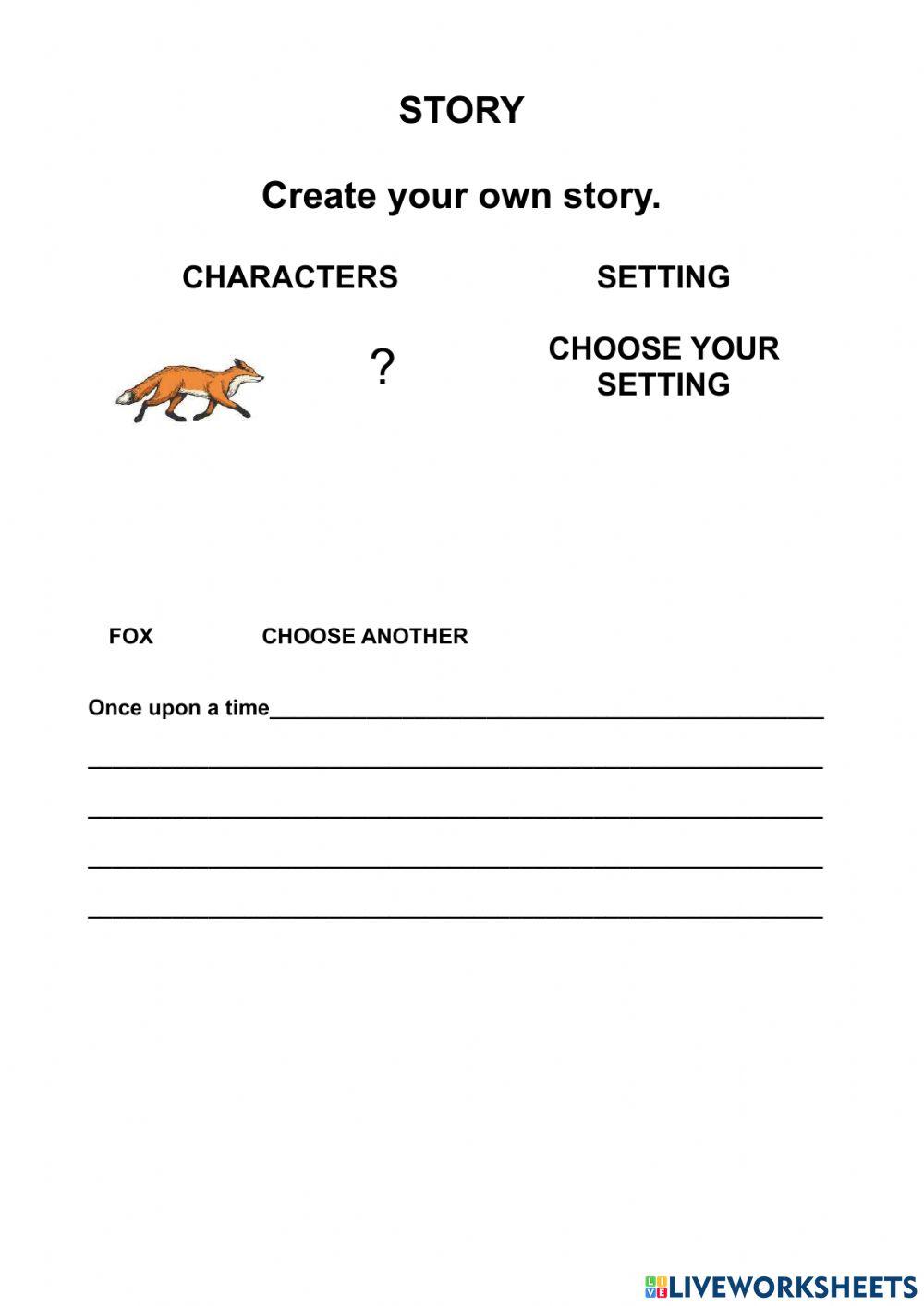 Invent a story worksheet | Live Worksheets
