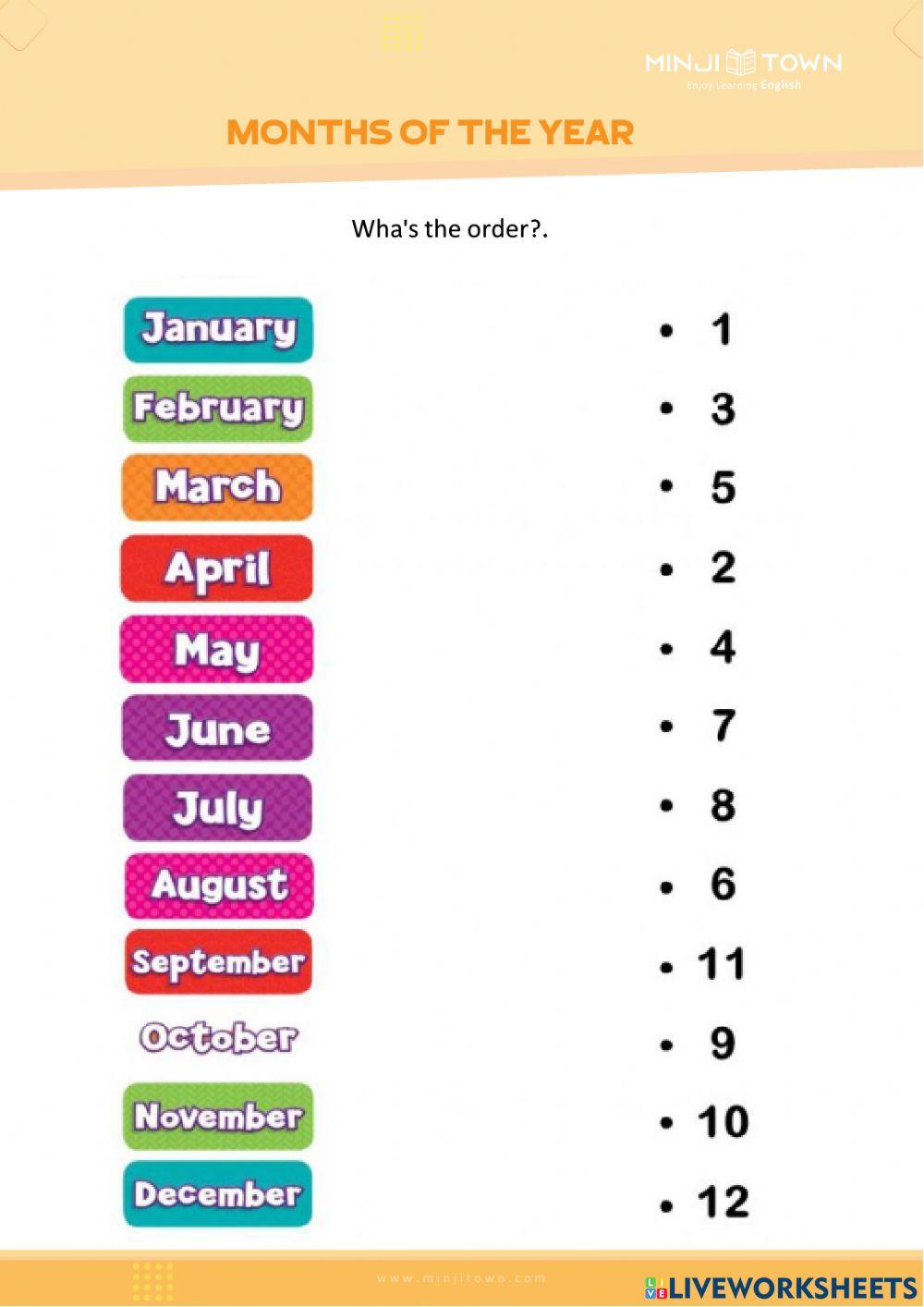 Months online exercise for first | Live Worksheets