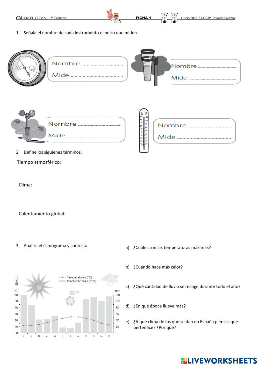 El clima | Free Interactive Worksheets | 2329702