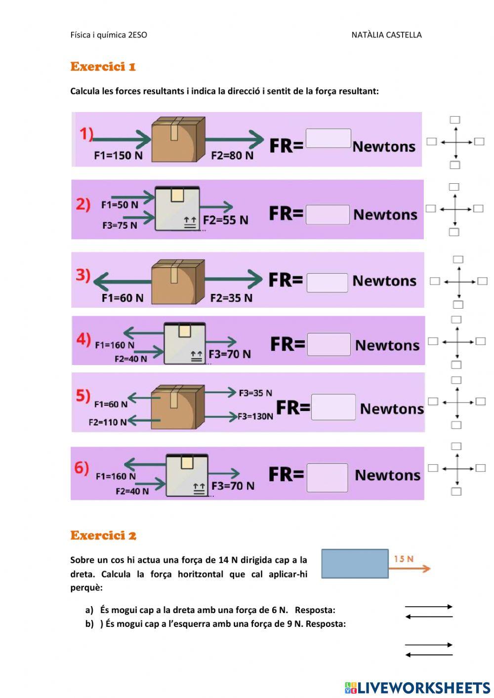 Suma de forces worksheet | Live Worksheets