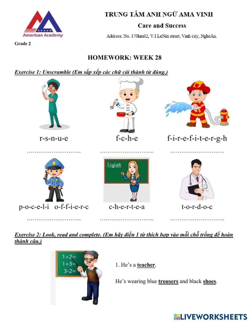 Jobs online exercise for 2 | Live Worksheets