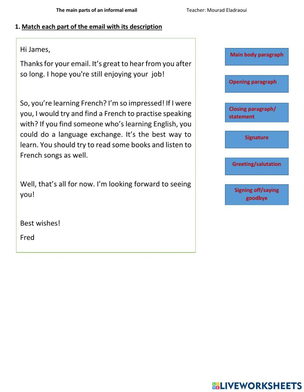 Parts of an inf… | Free Interactive Worksheets | 2330181