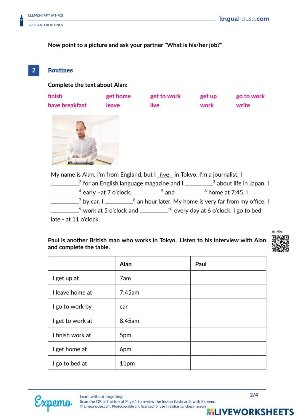 A TYPICAL DAY online exercise for | Live Worksheets
