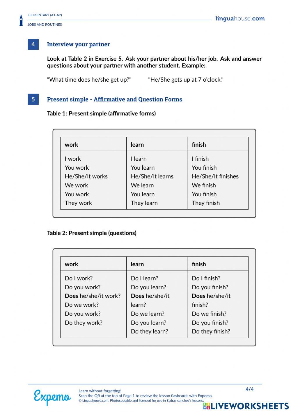 A TYPICAL DAY online exercise for | Live Worksheets