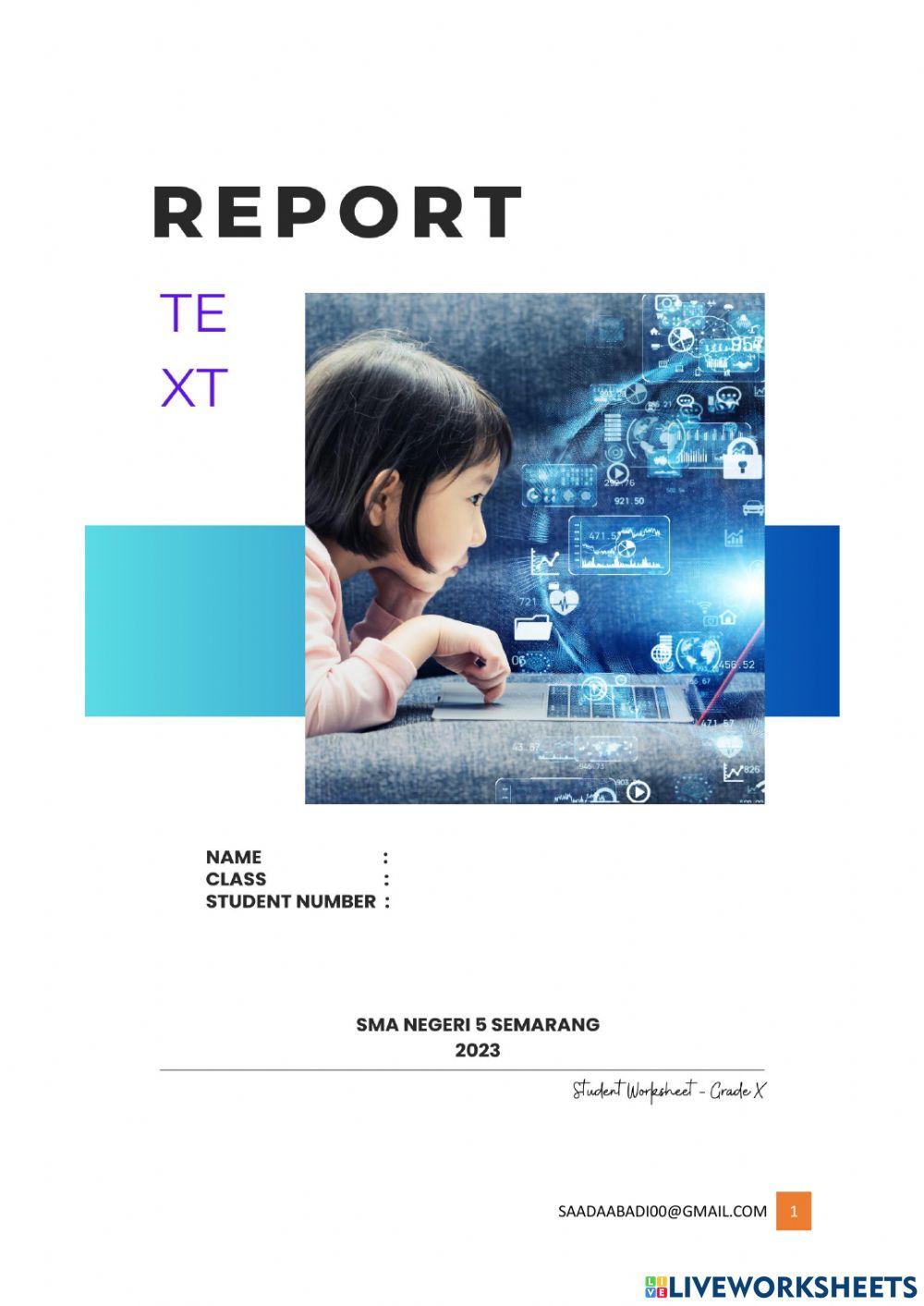 Report Text for Grade X worksheet | Live Worksheets