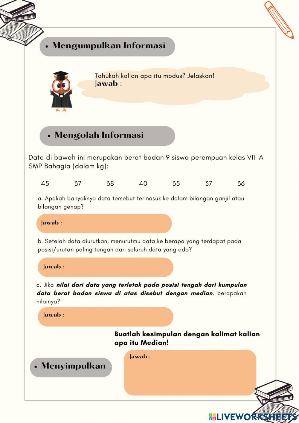 LKPD Median & Modus worksheet | Live Worksheets