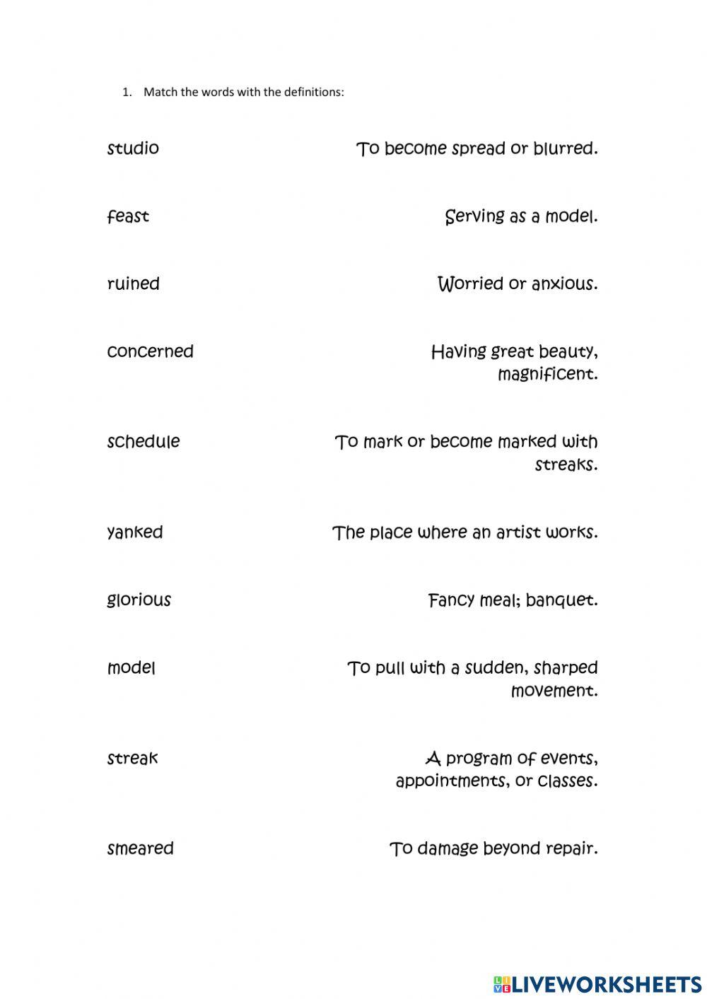 Vocabulary 1 online exercise for A1 | Live Worksheets