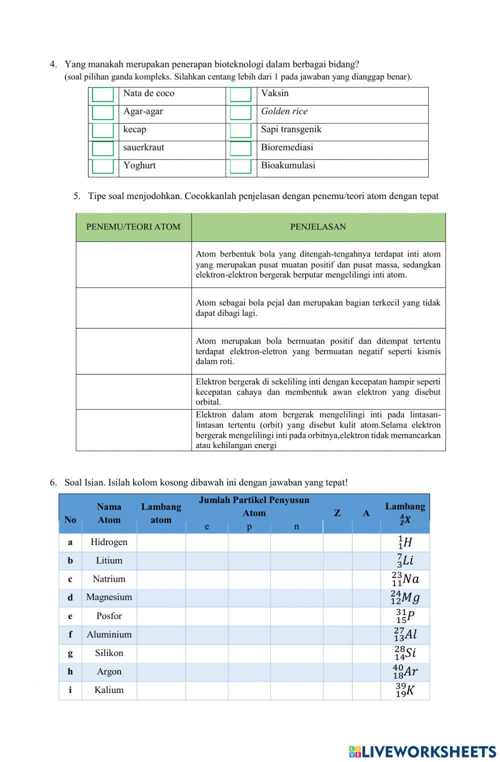 PAS IPA kelas 9 UPT SPF SMPN 48 Makassar worksheet | Live Worksheets
