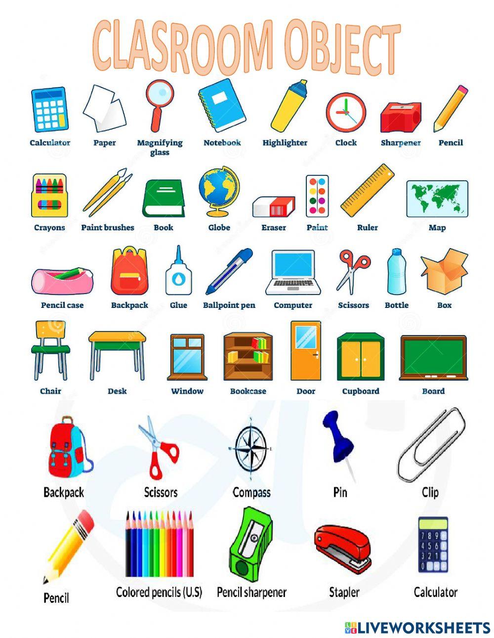 CLASROOM OBJECT- THIS-THAT-IT online exercise for | Live Worksheets