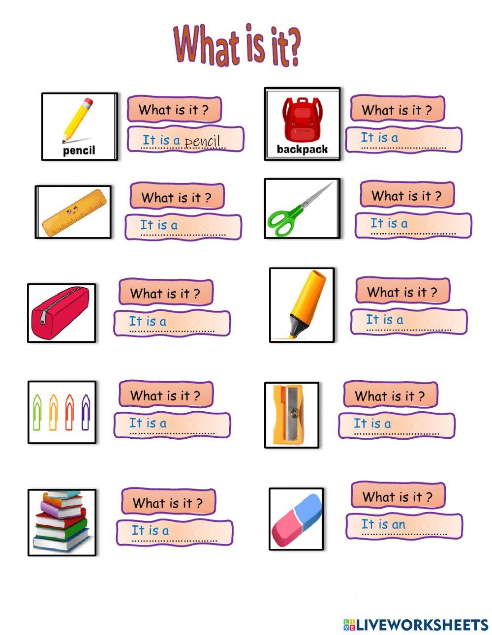 CLASROOM OBJECT- THIS-THAT-IT online exercise for | Live Worksheets