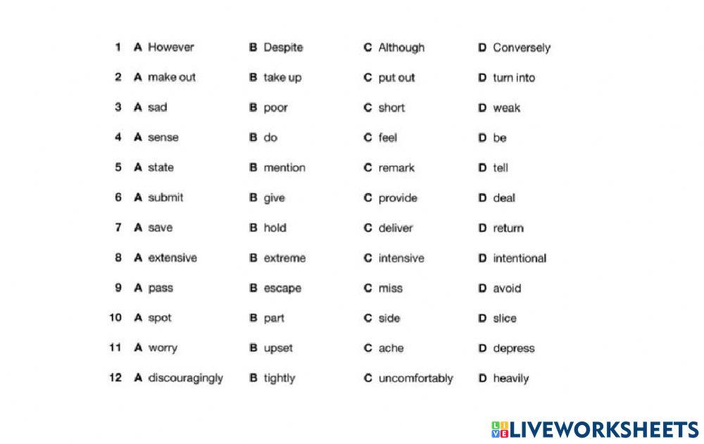 Use of English-15 worksheet | Live Worksheets