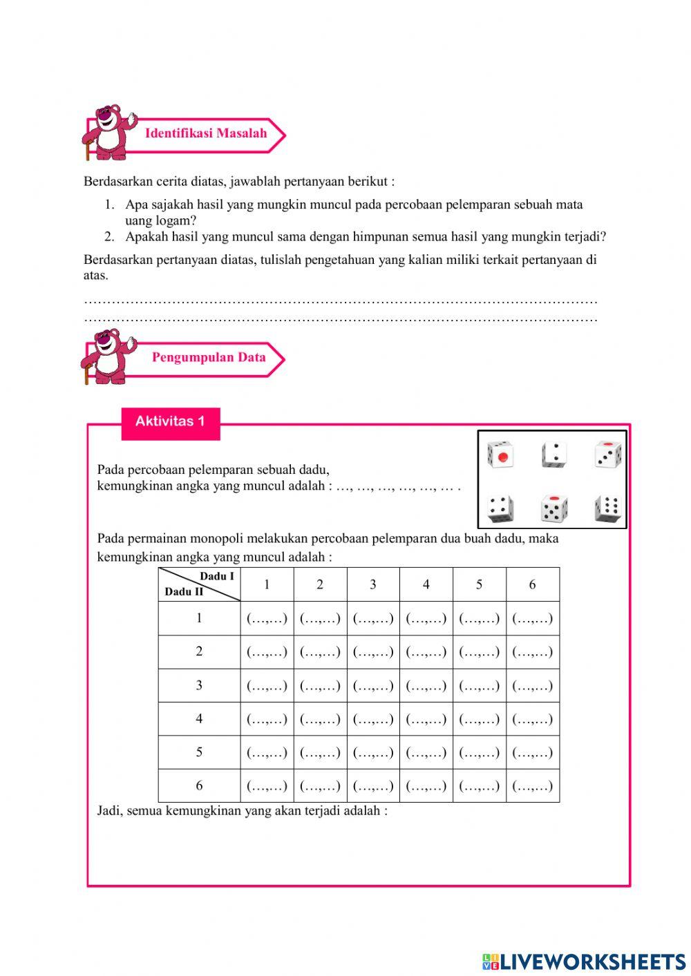 Peluang Kelas X interactive worksheet | Live Worksheets