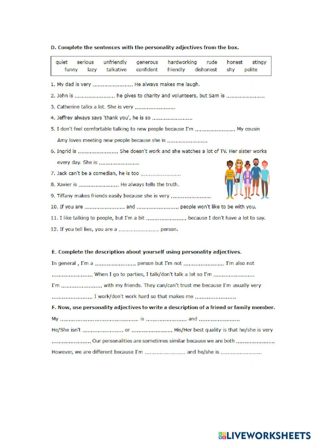 Personality Adj… | Free Interactive Worksheets | 7112068