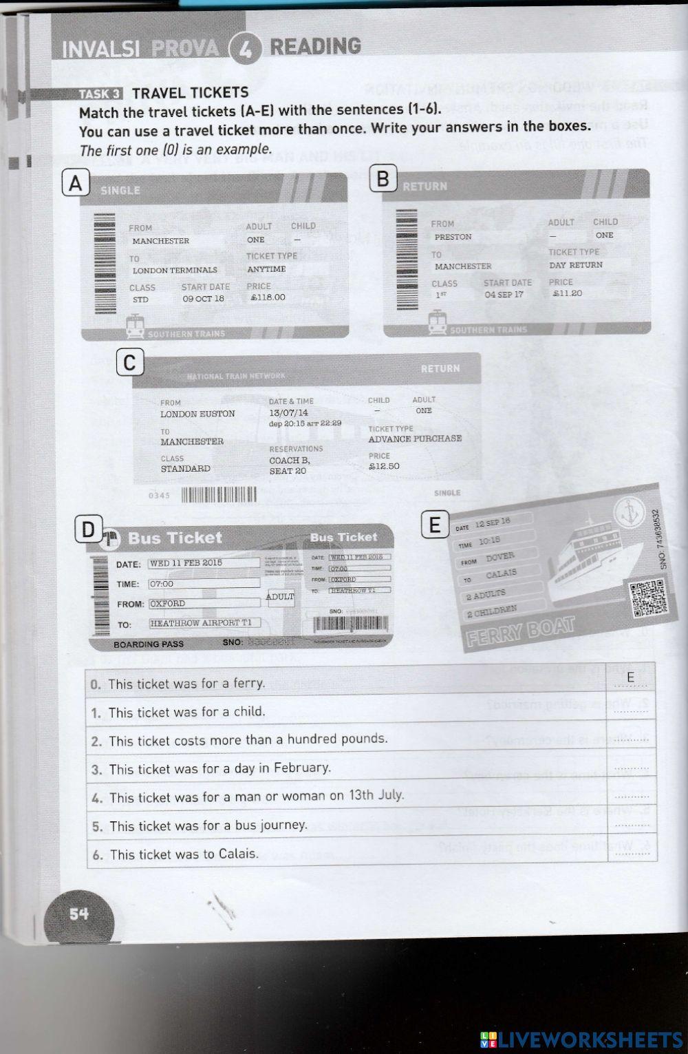 READING 1 PROVA B online exercise for | Live Worksheets