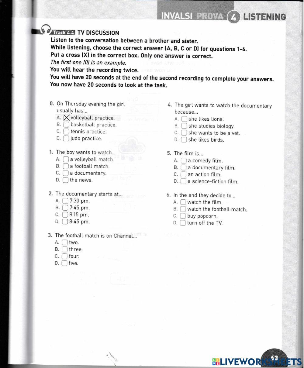 listening 2 prova b online exercise for | Live Worksheets