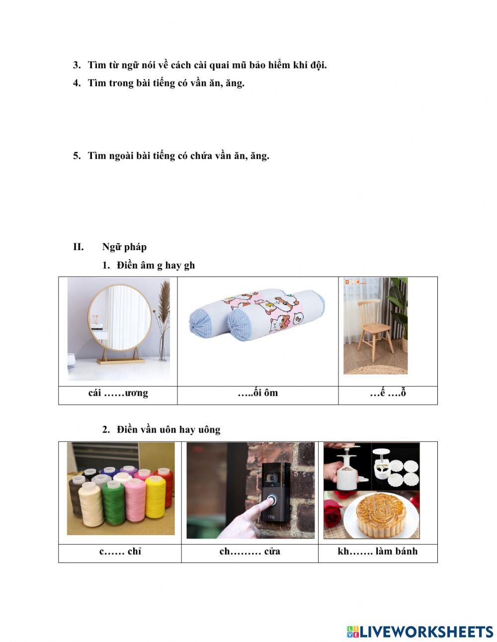 Vietnamese worksheet for 1 | Live Worksheets