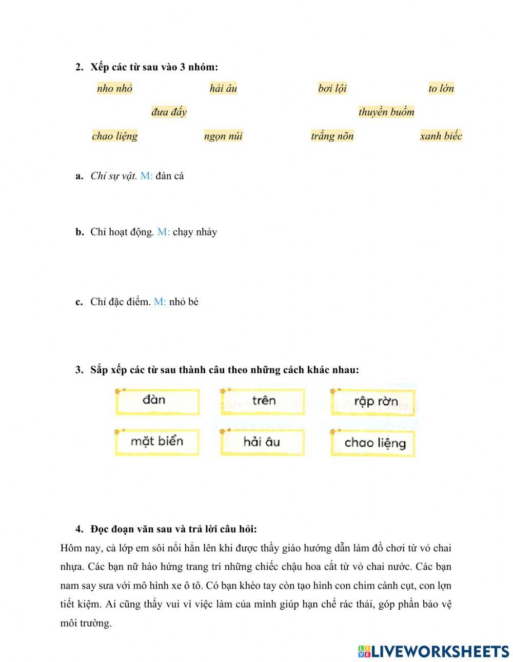 Vietnamese activity for 2 | Live Worksheets