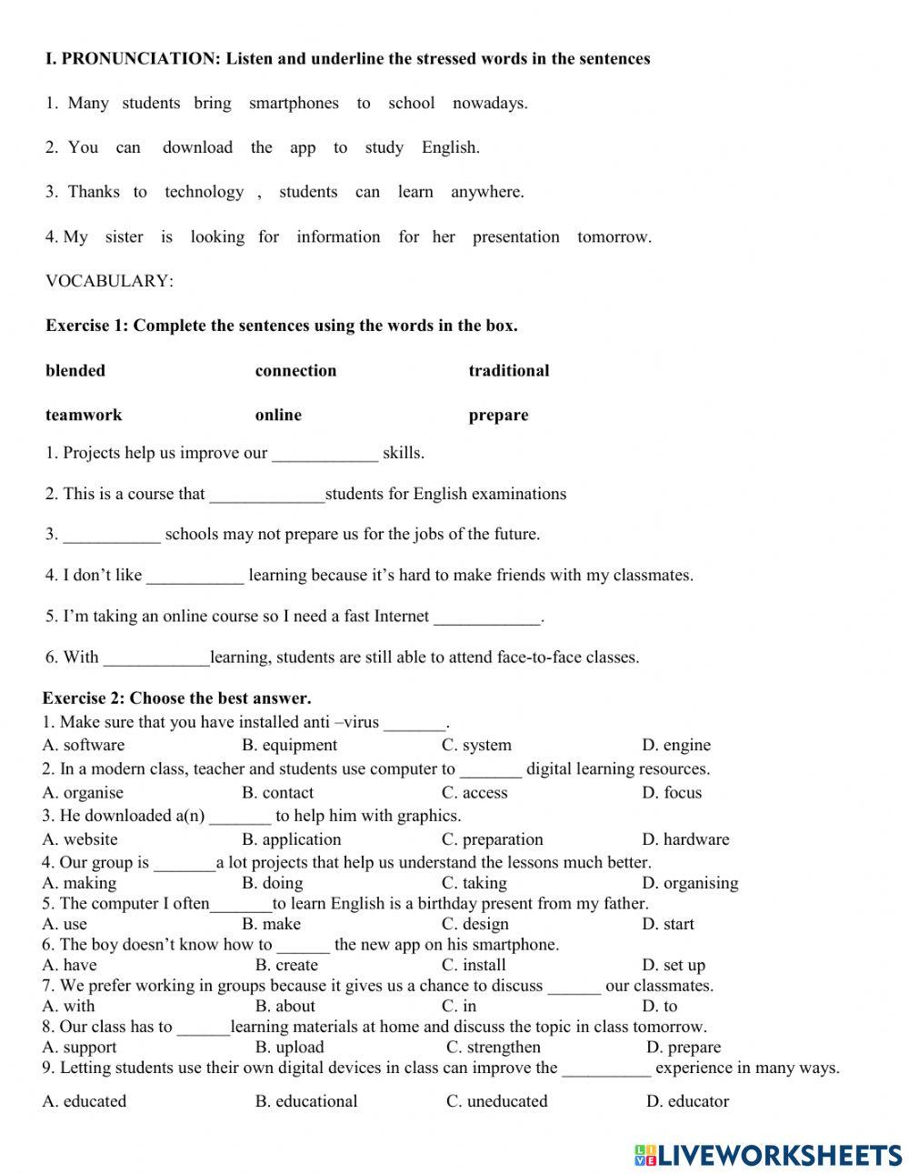 Unit 8. Looking back worksheet | Live Worksheets