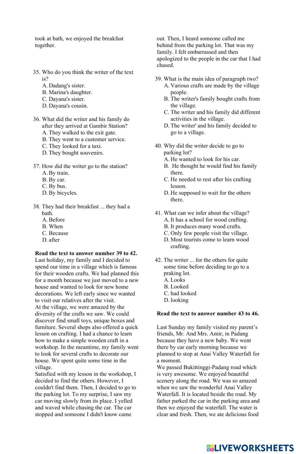 UH Recount Text 3674139 | mahfudazis | LiveWorksheets