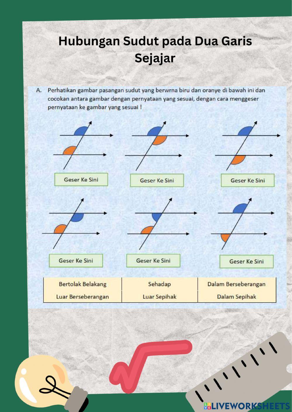Garis dan Sudut online worksheet | Live Worksheets