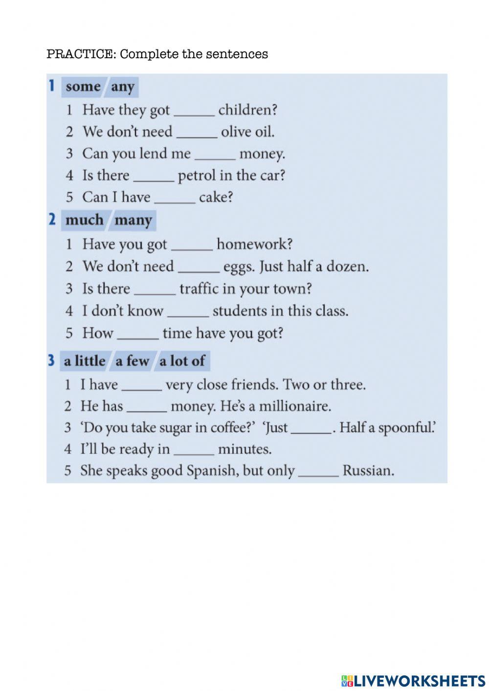 QUANTIFIERS - PRE-INTERMEDIATE 3669092